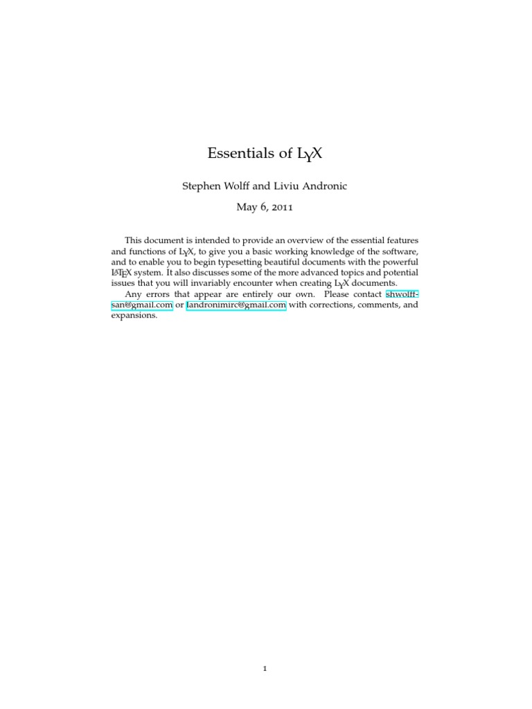 LYX Essentials: A Comprehensive Guide | PDF | Hyperlink | Te X