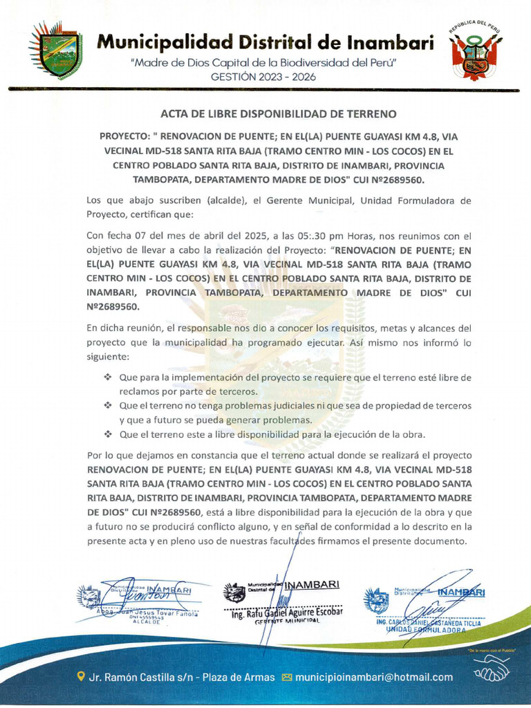 Acta de Libre Disponibilidad | PDF