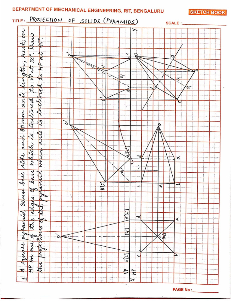 UNIT II Projection of Solids (Sketch Book) | PDF