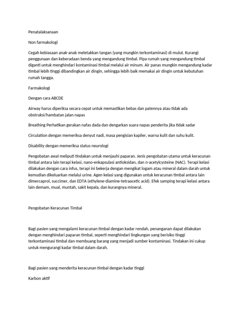 Penatalaksanaan Keracunan Timbal | PDF
