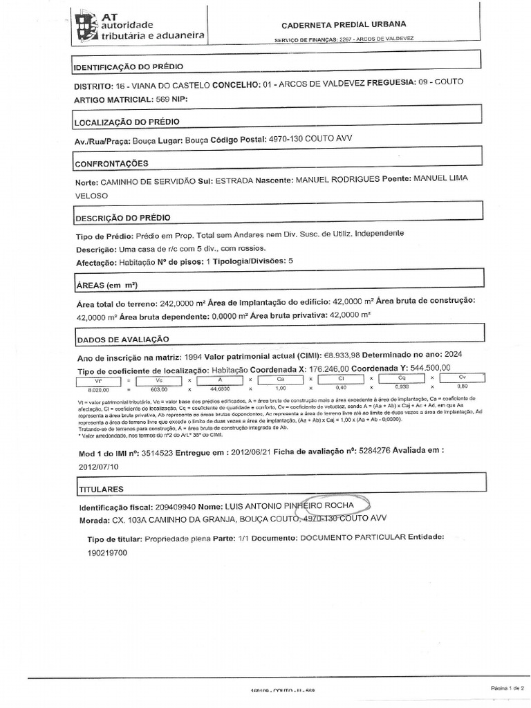 Documentos Anexos. Caminho Da Granja Couto, AVV | PDF