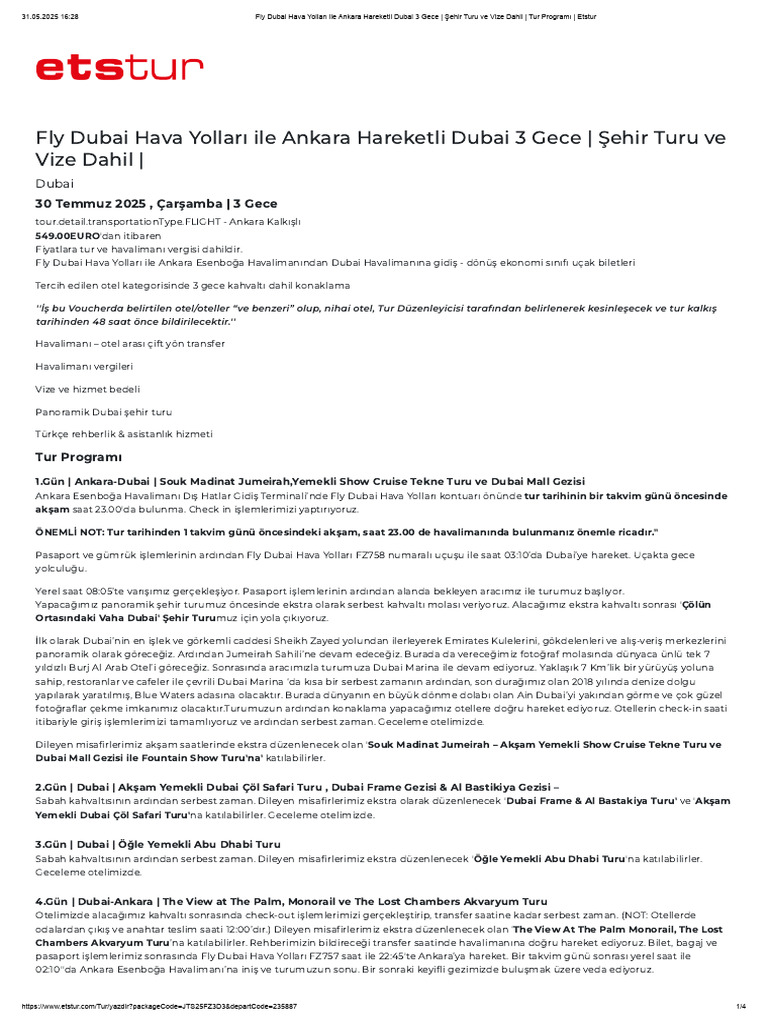 Fly Dubai Hava Yolları Ile Ankara Hareketli Dubai 3 Gece - Şehir Turu Ve Vize Dahil - Tur ...