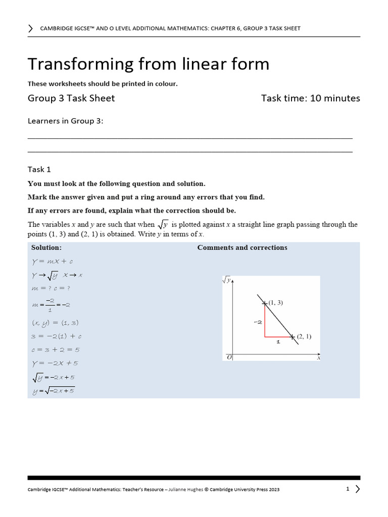 Ch6 - Transforming From Linear Form Task - Group - 3 | PDF