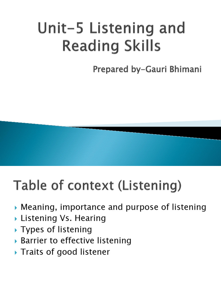 Enhancing Listening and Reading Skills | PDF | Reading Comprehension ...