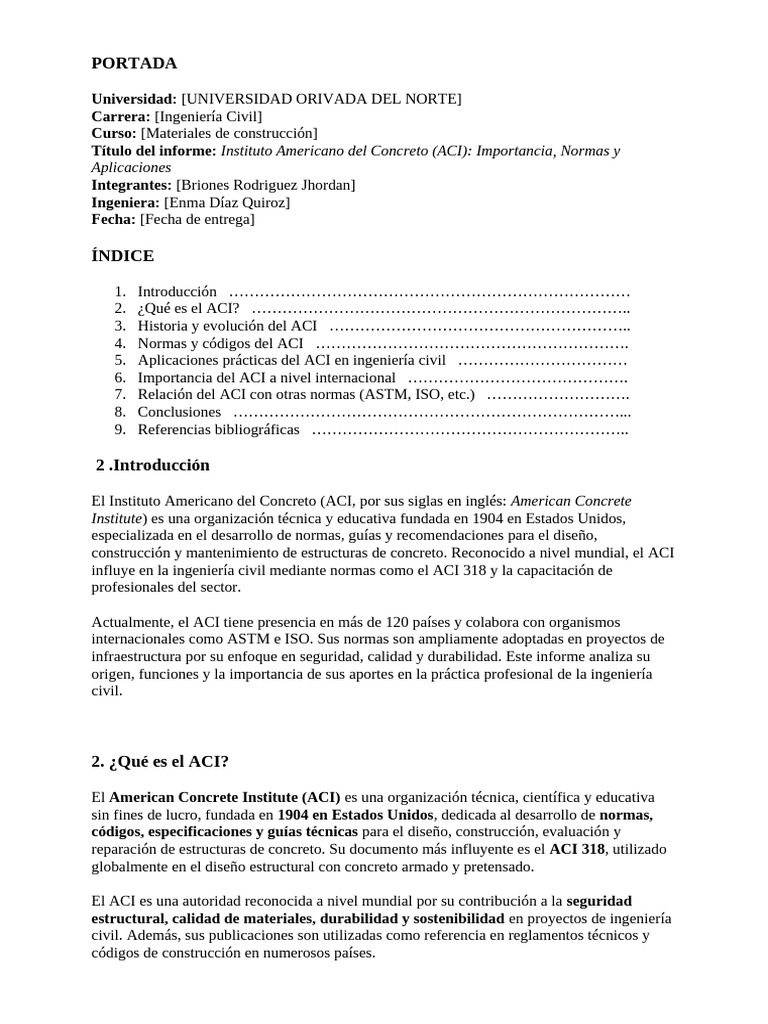 Normas del ACI en Ingeniería Civil | PDF | Hormigón | Ingeniero civil