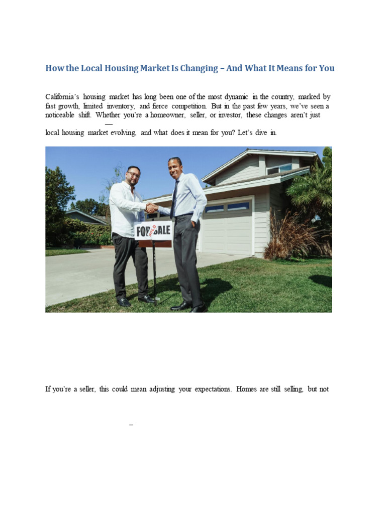 How The Local Housing Market Is Changing - and What It Means For You ...