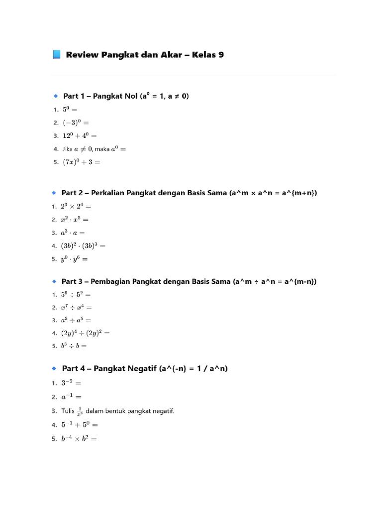 Review Pangkat Dan Akar | PDF