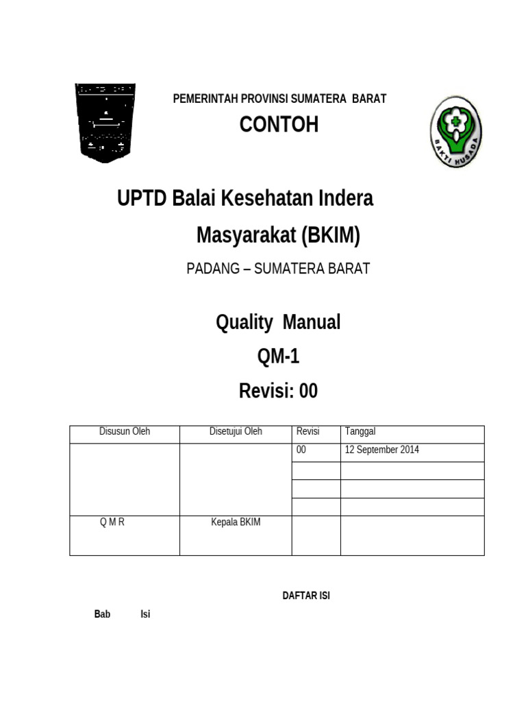 Contoh - Draf - Manual Mutu ISO 9001 2015. | PDF