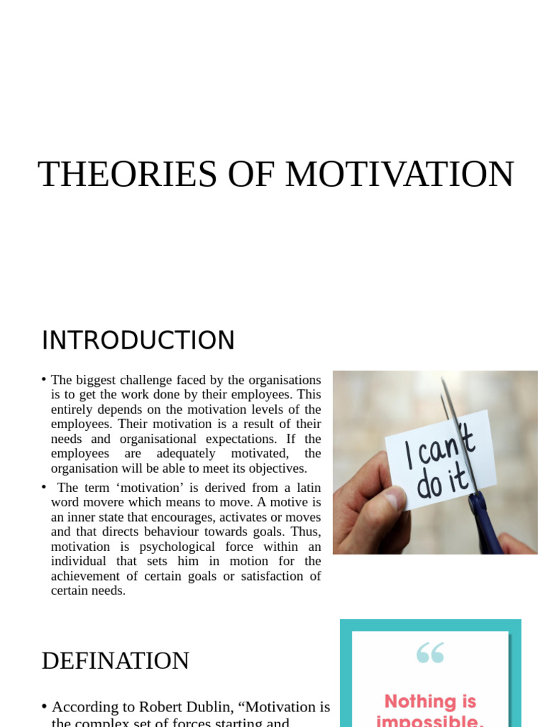Theories of Motivation | PDF | Motivation | Motivational