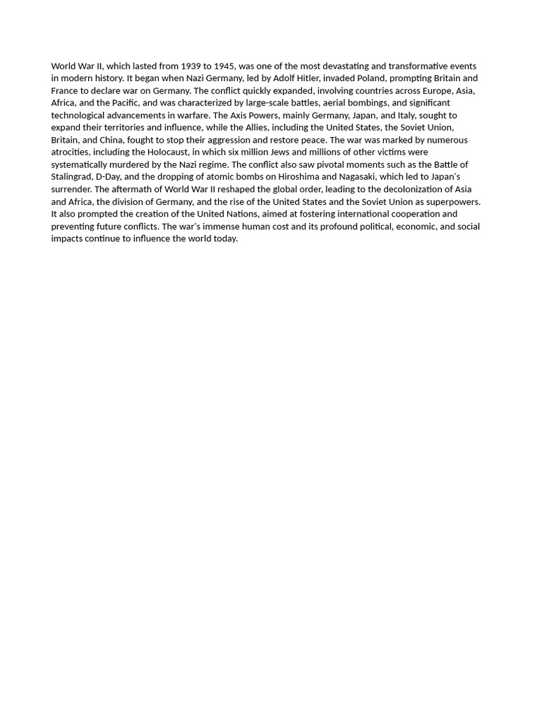 Overview of World War II's Impact | PDF