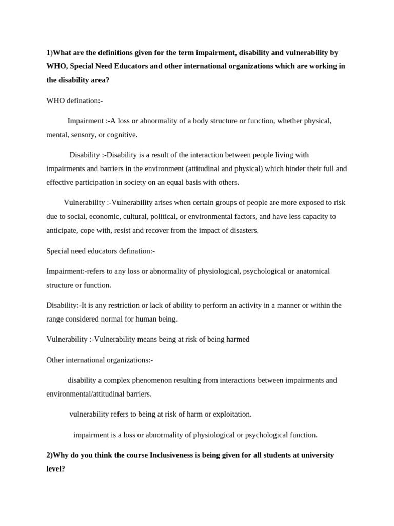 Hawa's Inclusiveness Individual Assignment | PDF | Disability ...