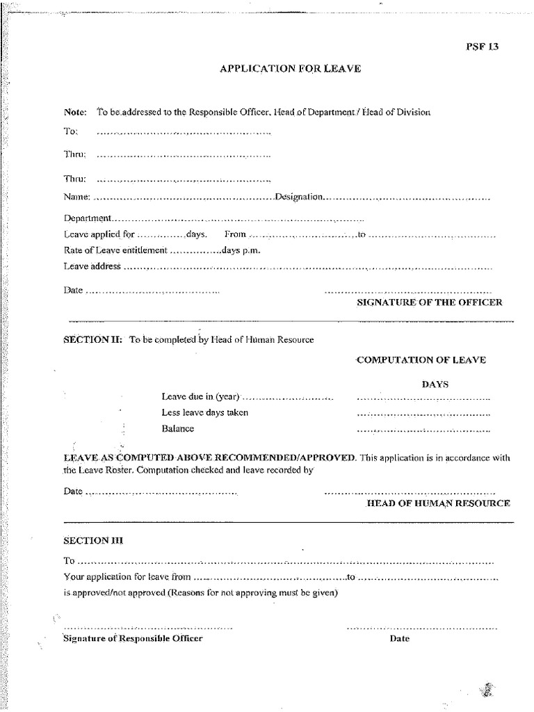 PSF 13 Leave Form | PDF