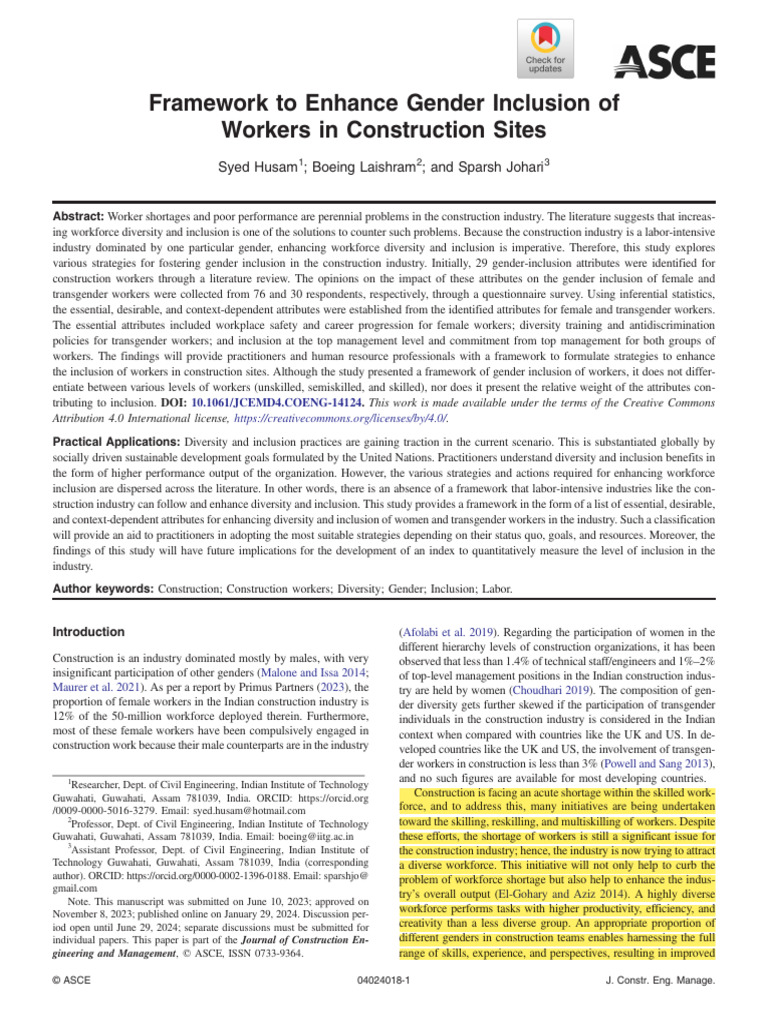 Enhancing Gender Inclusion in Construction | PDF | Diversity (Business ...
