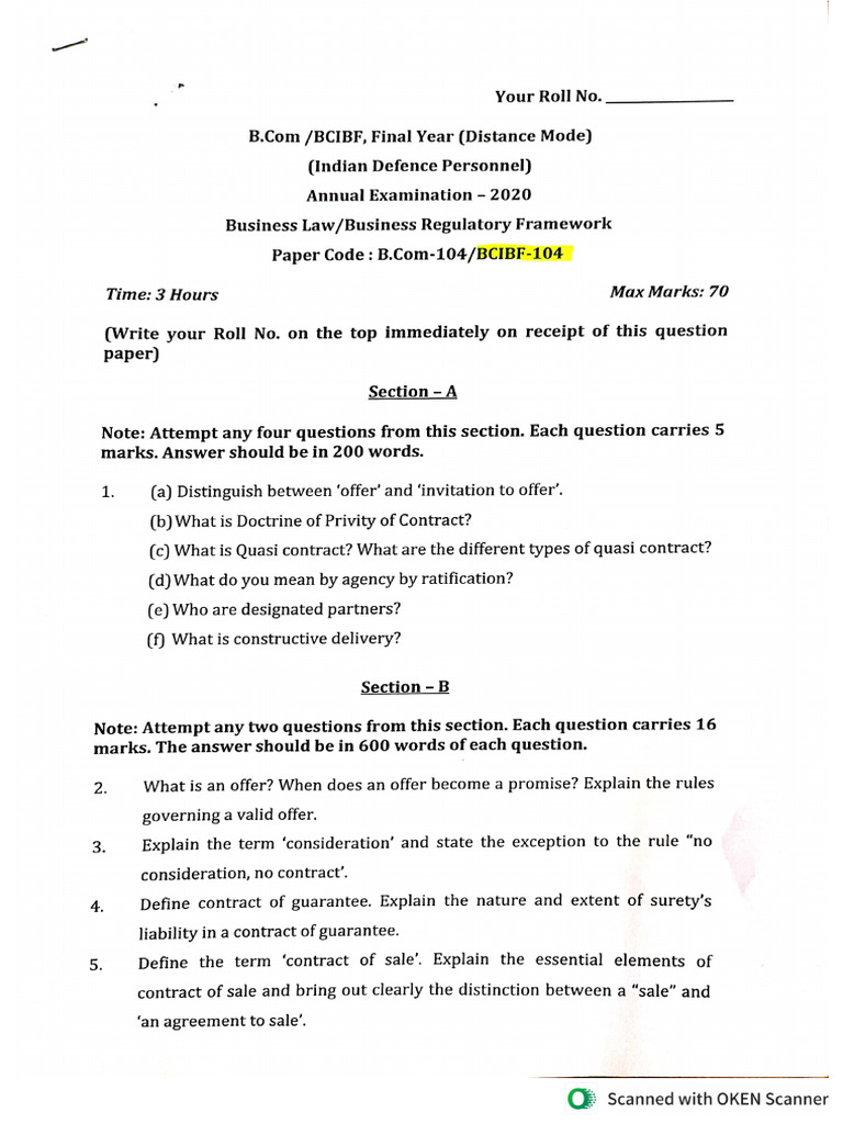 BCIBF Part-I Sample Question Paper | PDF