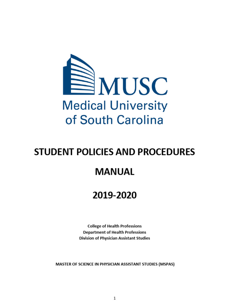 MUSC PA Program Student Manual 2019-2020 | PDF | Physician | Americans ...
