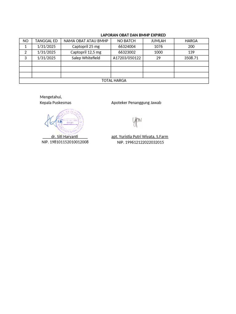 Laporan Obat dan BMHP Expired 2025 | PDF