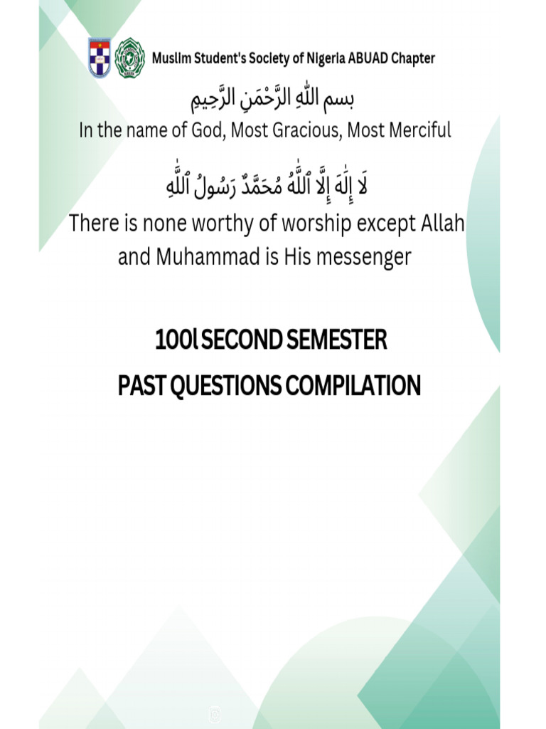 100lvl Second Semester Abuad | PDF | Electric Charge | Electric Current