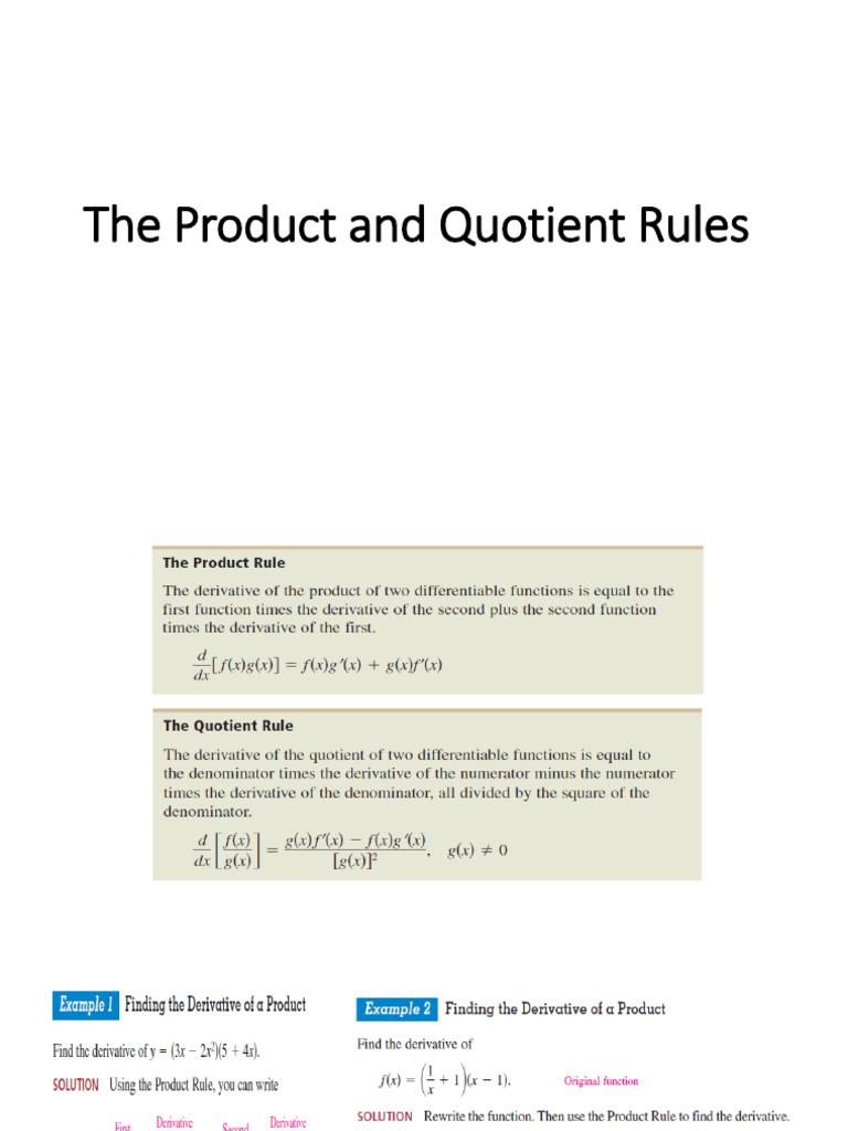 The Product and Quotient Rules | PDF
