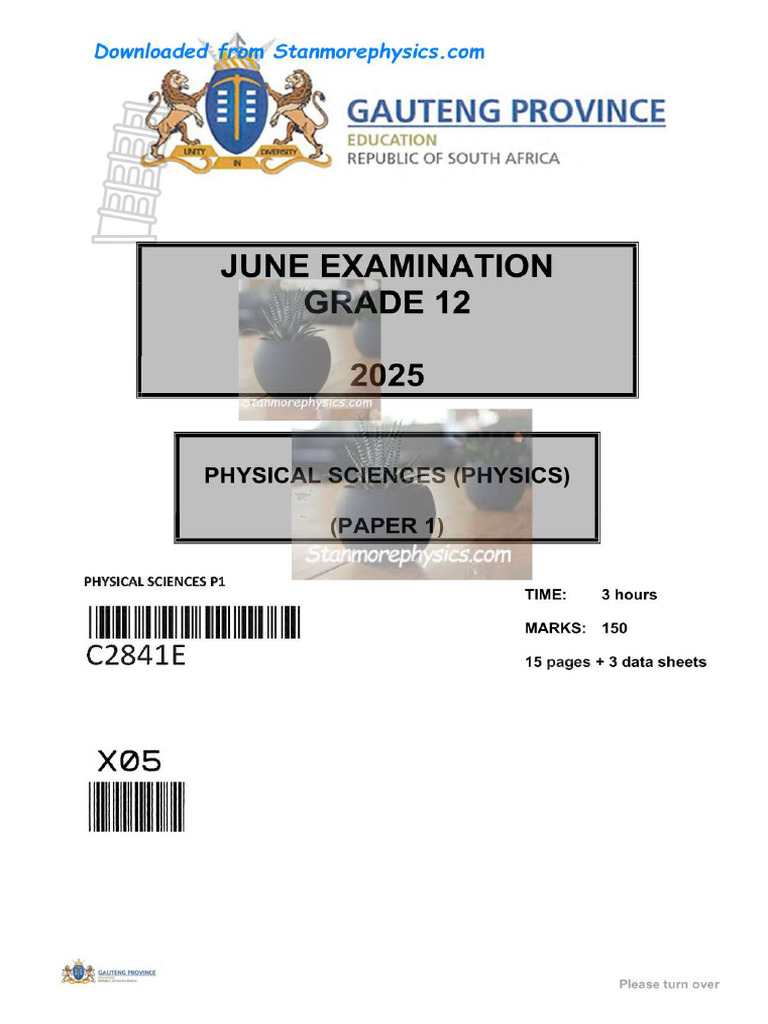 GP Physical Sciences Grade 12 June 2025 P1 and Memo | PDF