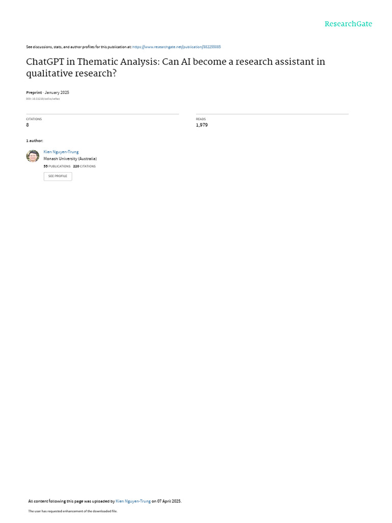 ChatGPT in Thematic Analysis Can AI Become a Research Assistant in Qualitative Research 2025 ...