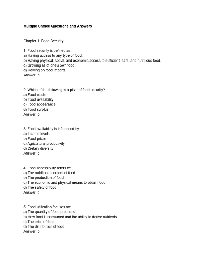 Food Security and Soil Management Quiz | PDF | Agriculture | Crop Rotation