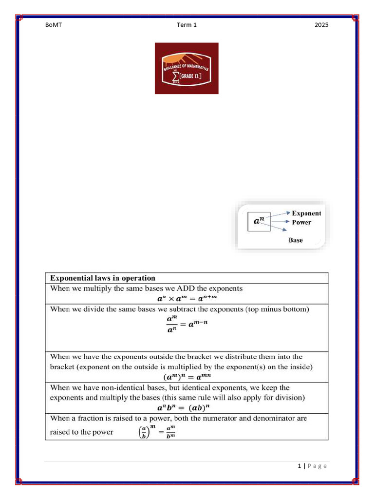 g11 Maths Exp & Surds Equations | PDF