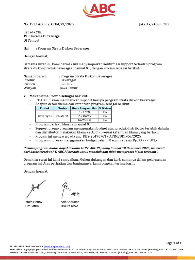 152 - Surat Program Strata Diskon BVG Jul 2025-Signed | PDF