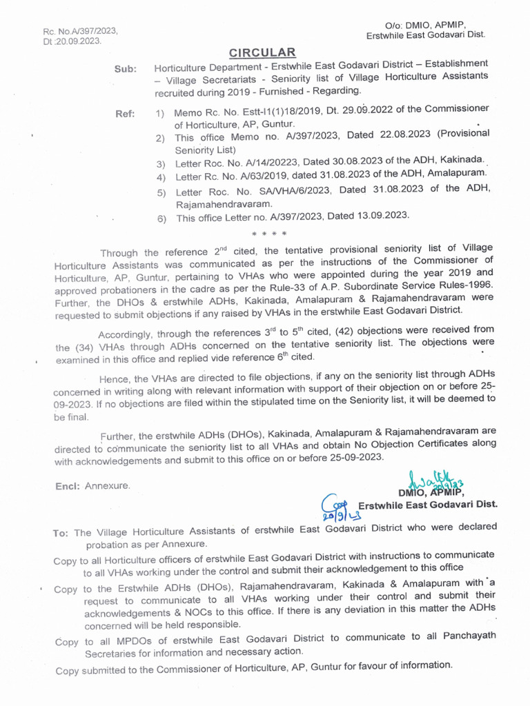 Seniority List of Vha's Recruited During 2019 13p | PDF