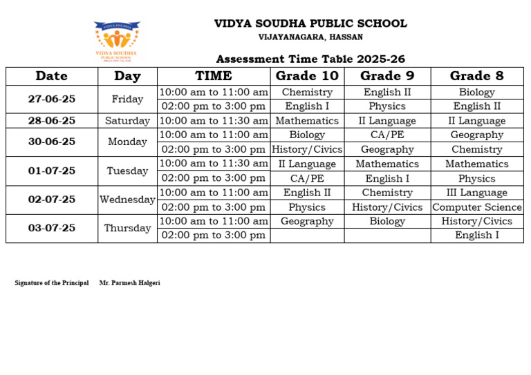 Revised Timetable June-July | PDF