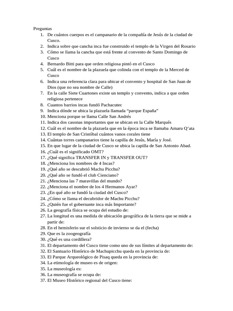 Banco de Preguntas Reto | PDF | Imperio Inca