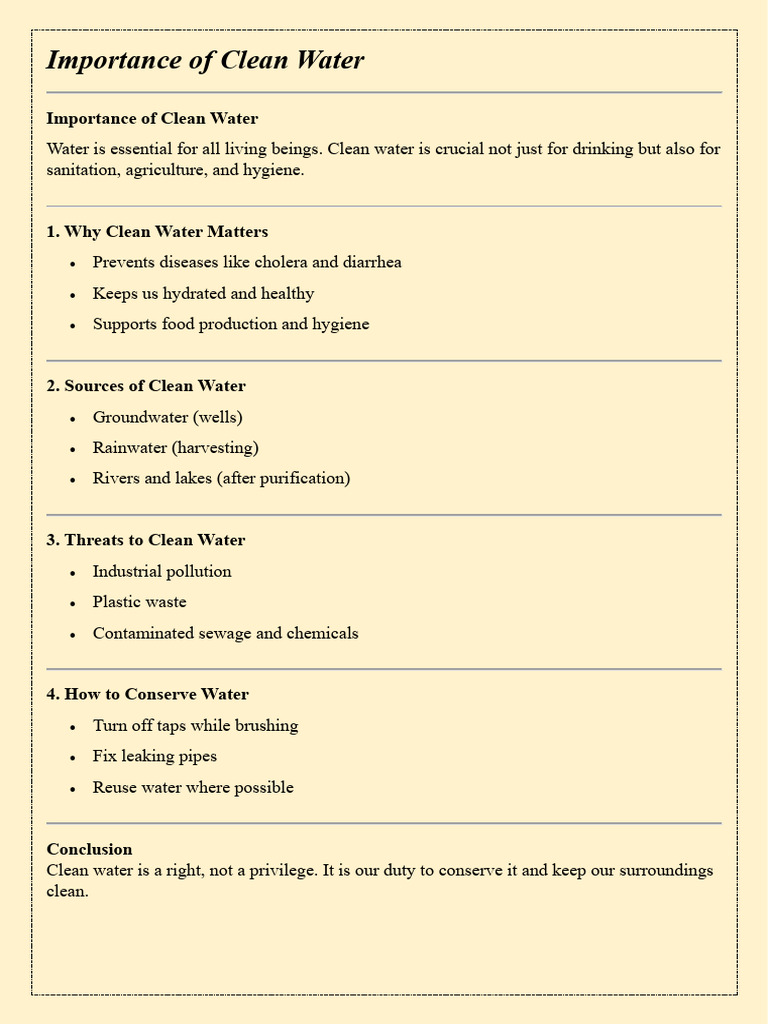 Importance of Clean Water | PDF
