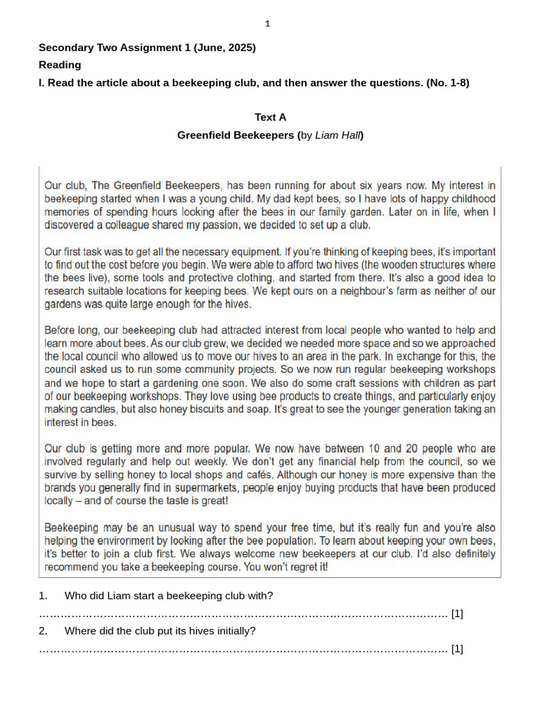 Secondary 2 Assignment 1 DTN (1) | PDF | Grammar | Linguistics