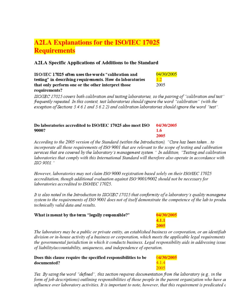 A2LA Insights on ISO/IEC 17025 Compliance | PDF | Calibration | Metrology