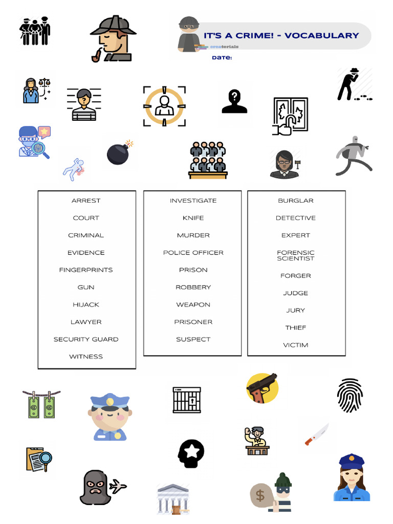 CrimeVocabularyWorksheet 1 | PDF