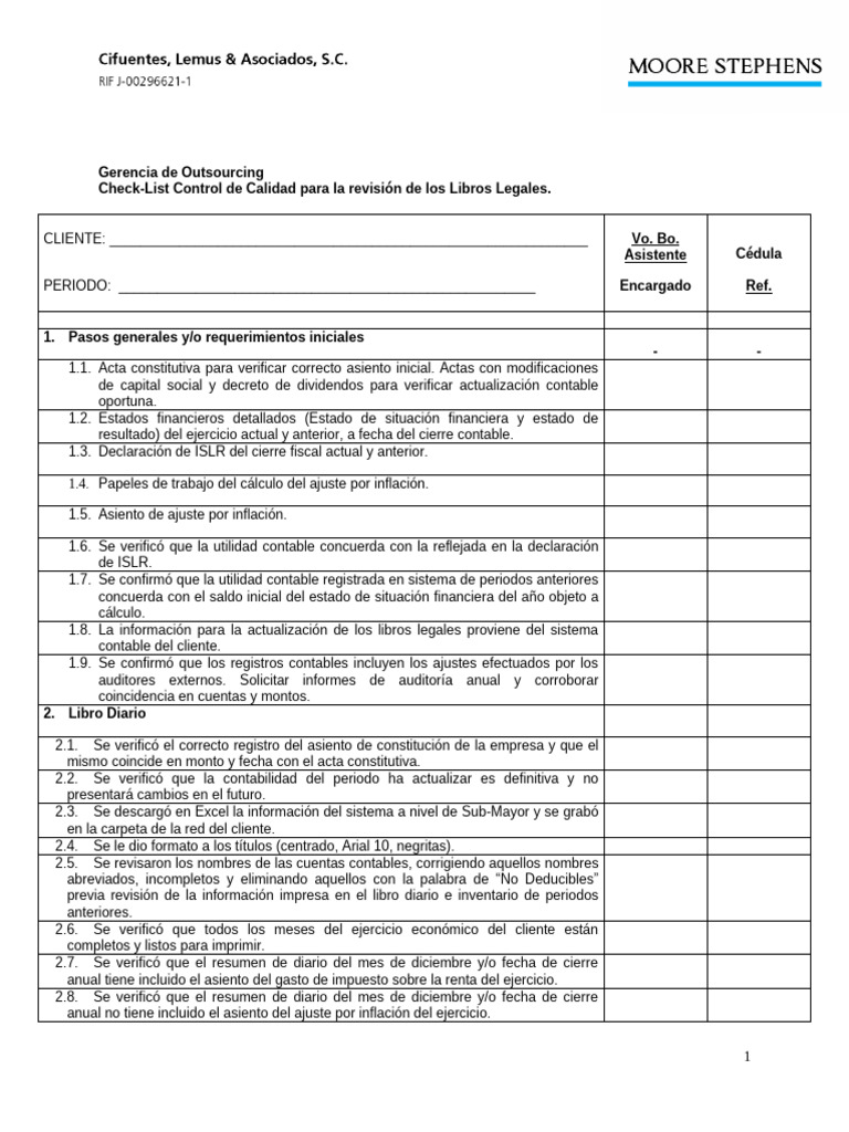 Check-List Control Calidad Libros Legales | PDF | Contabilidad ...