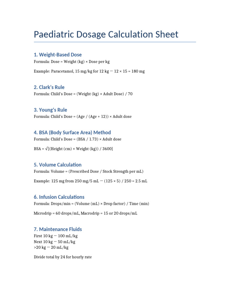 Pediatric Dosage Calculation Guide | PDF