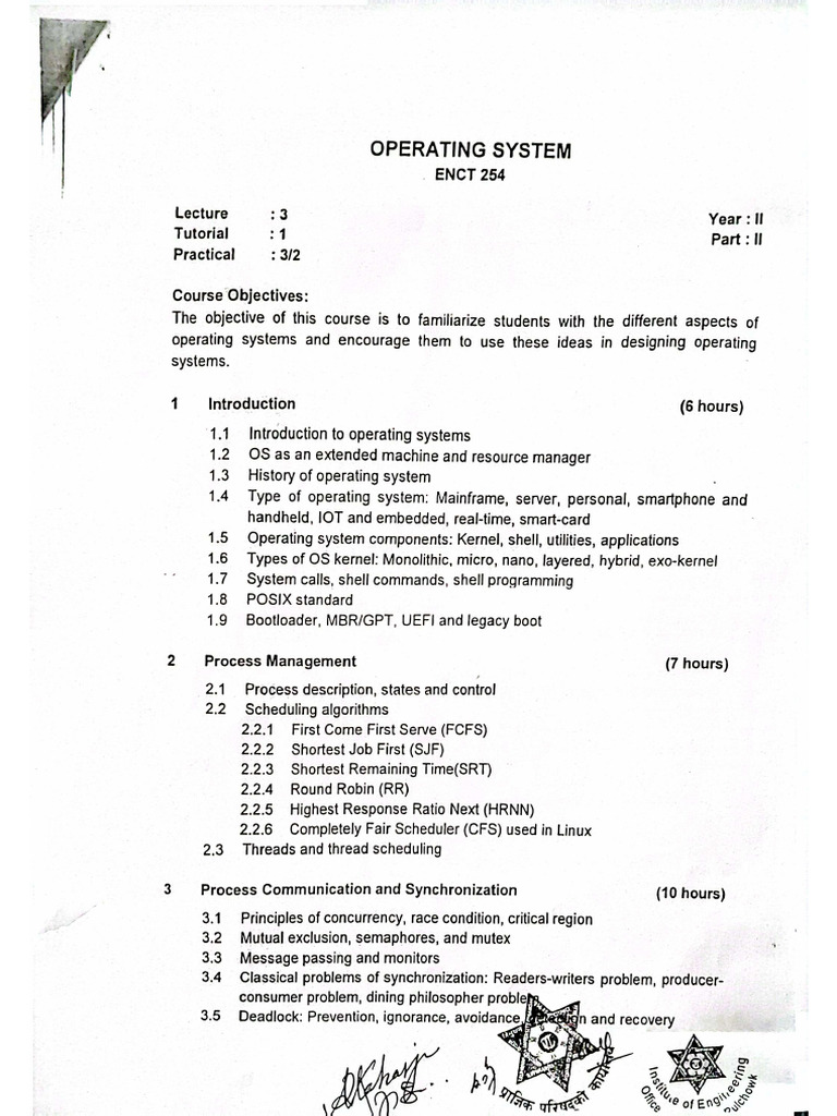 OS Syllabus | PDF