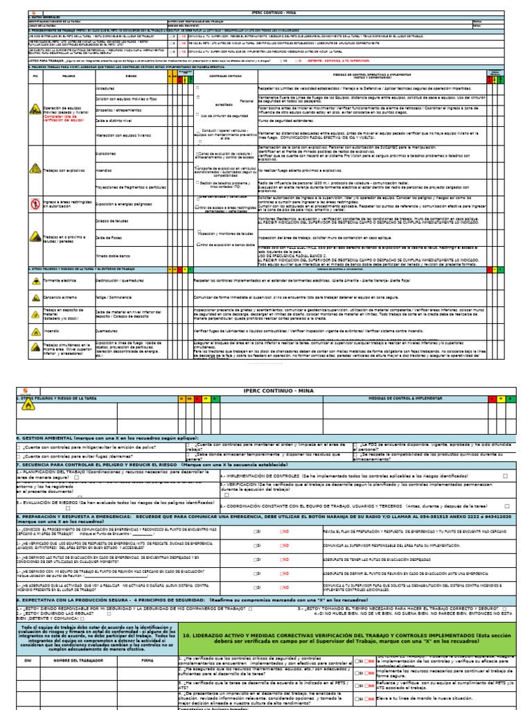 Formato N 04 IPERC Continuo Mina - v.08 | PDF