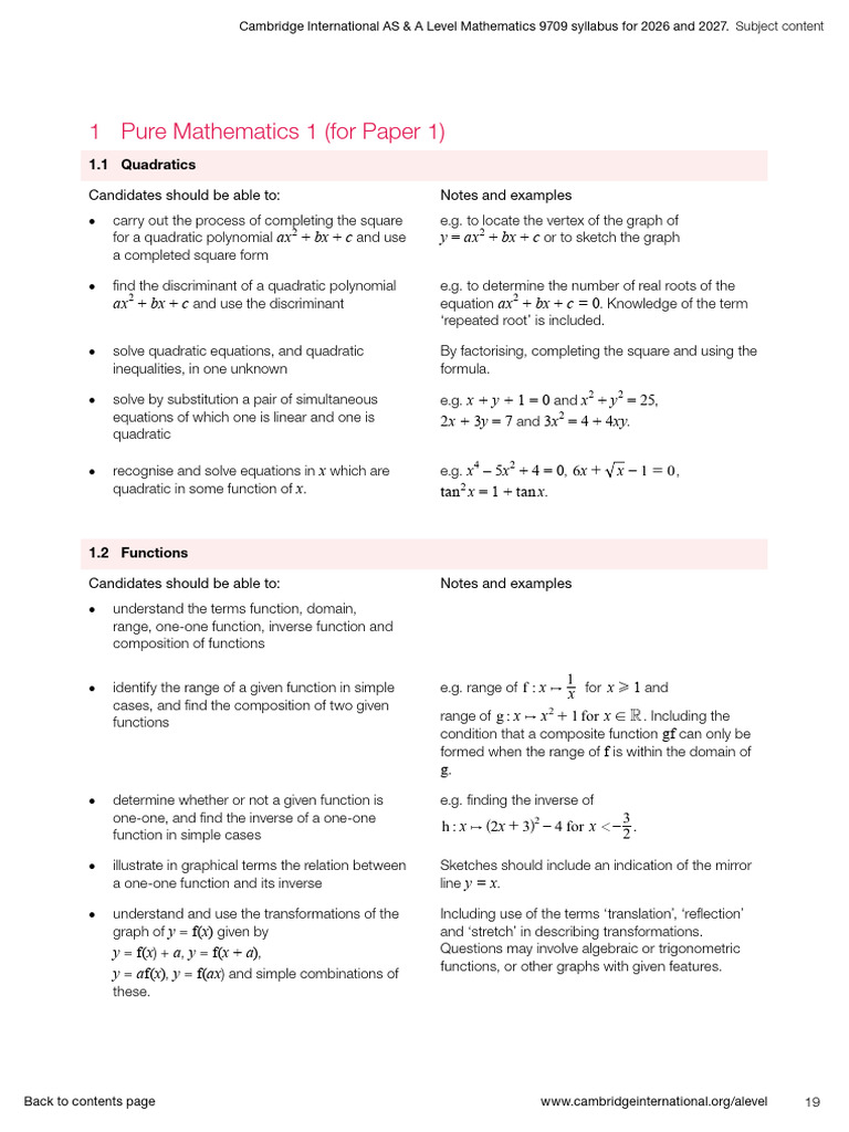 Paper 1 (Pure Math 1) | PDF | Trigonometric Functions | Quadratic Equation
