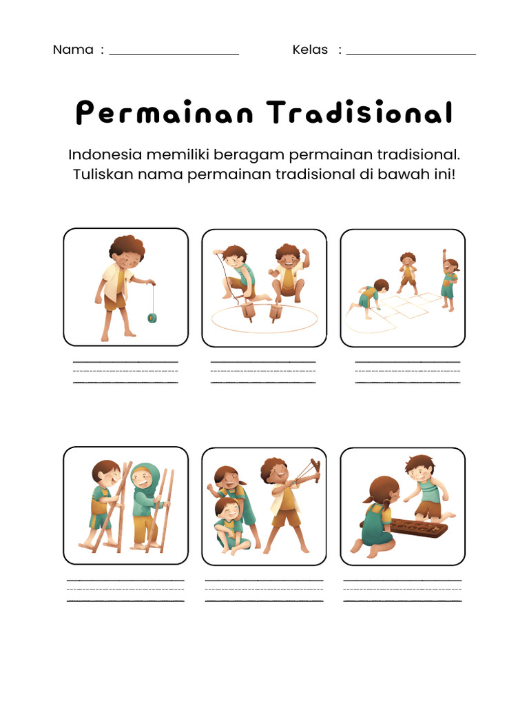 Permainan Tradisional Lembar Kerja Hijau Kuning Ilustrasi | PDF