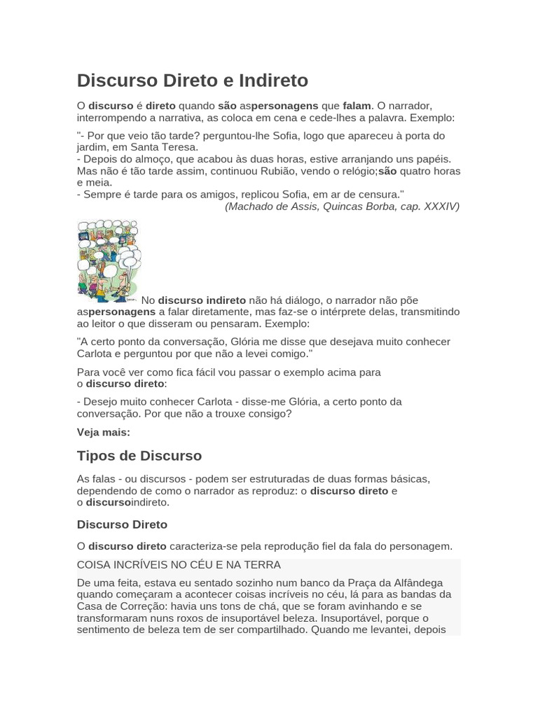 Discurso Direto e Indireto | PDF | Discurso | Gramática