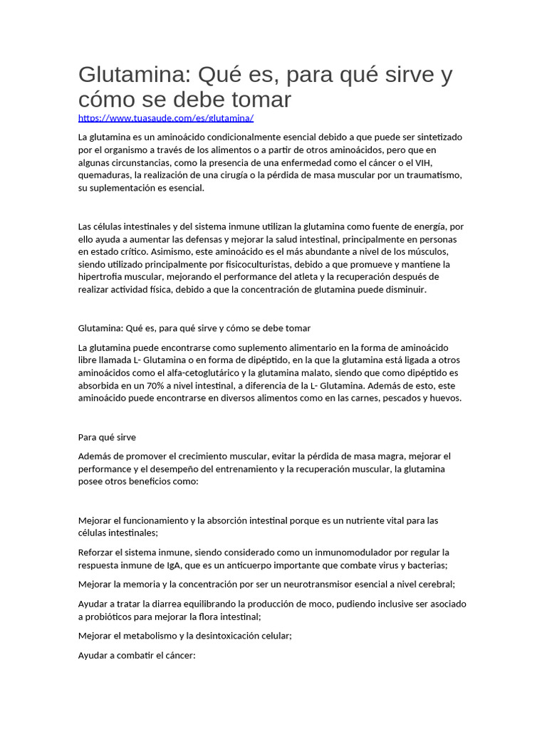 Glutamina | PDF | Cáncer | Medicina CLINICA