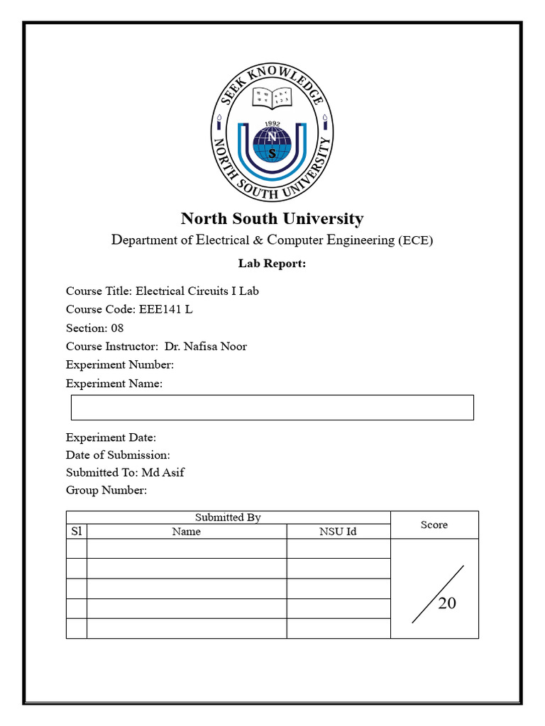 EEE141 Lab Report Cover Page | PDF