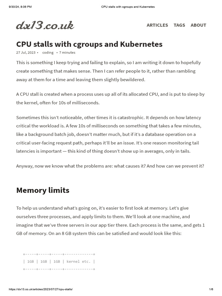 CPU Stalls With Cgroups and Kubernetes | PDF | Process (Computing ...