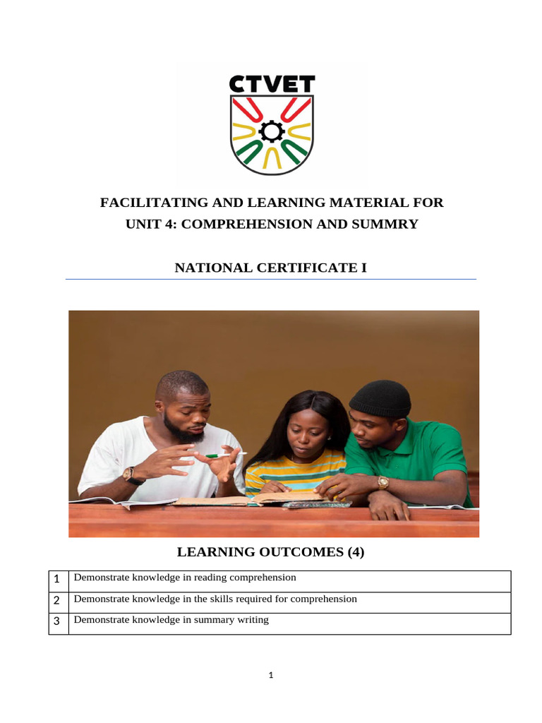 Comprehension and Summary Skills Guide | PDF | Reading Comprehension ...