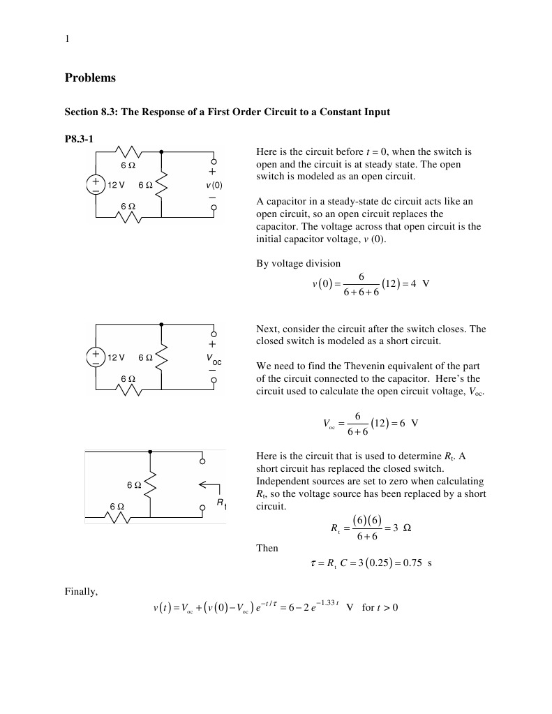 First Order Circuit Response Analysis | PDF | Electrical Network ...
