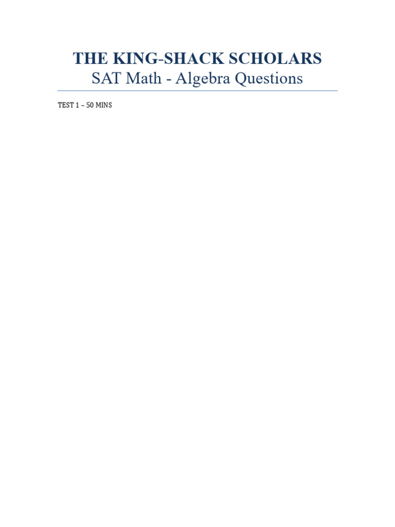 SAT Math Algebra Questions | PDF | Equations | Algebra