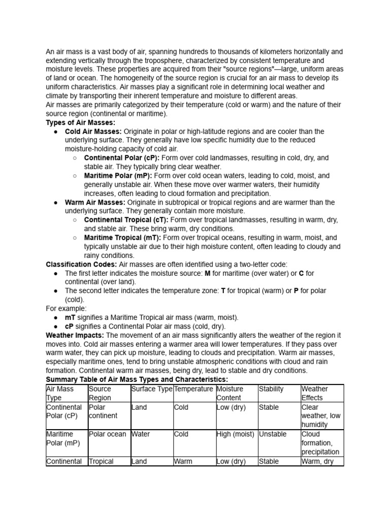## Air Masses Definition and Characteristics - An.. | PDF | Oceanic ...