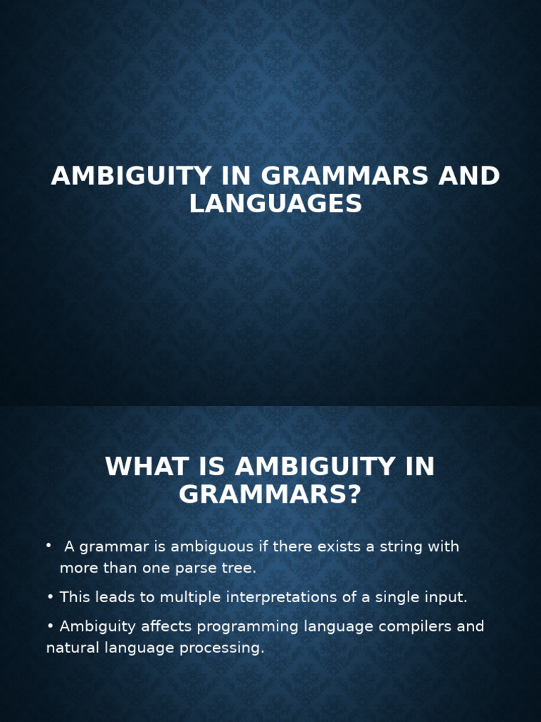 Understanding Ambiguity in Grammars | PDF