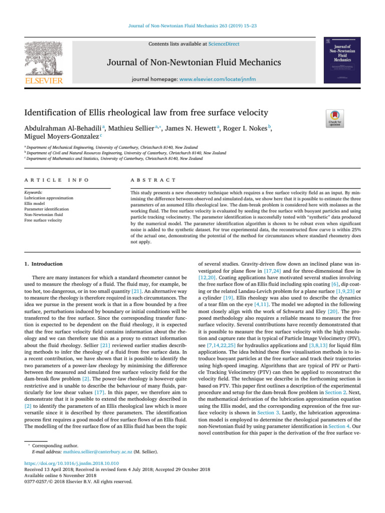 Parameter Identification in Ellis Fluids | PDF | Fluid Dynamics ...